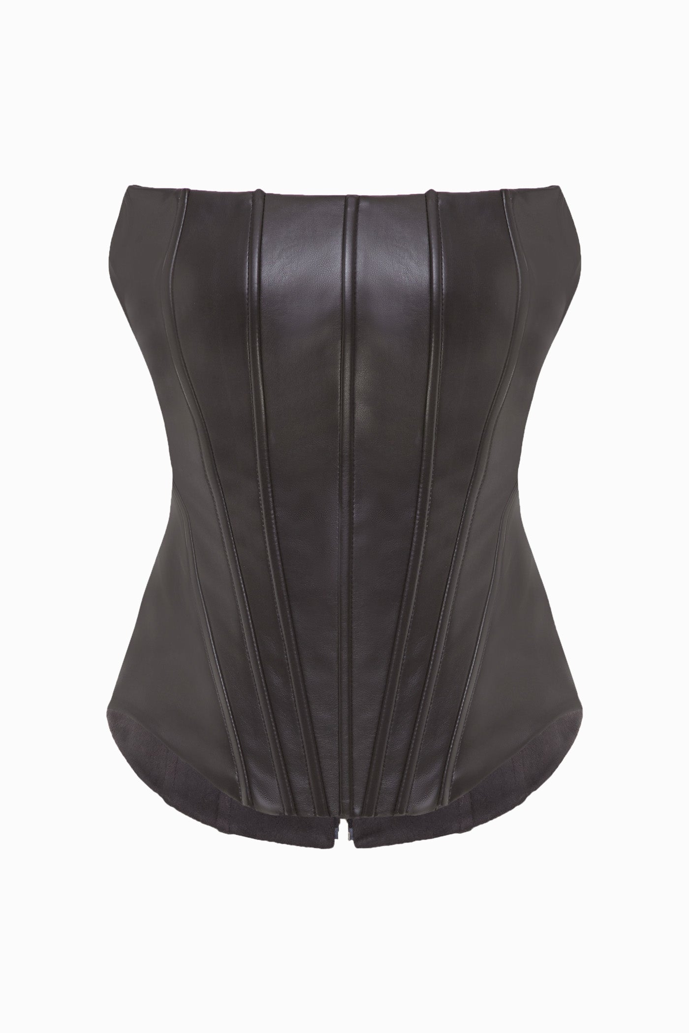 TWO-SIDED TIBI LEATHER CORSET DEEP BROWN